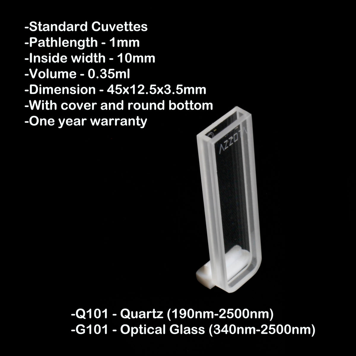 Azzota® Standard Cuvette, 1mm Pathlength, 0.35ml – www.labshops.com