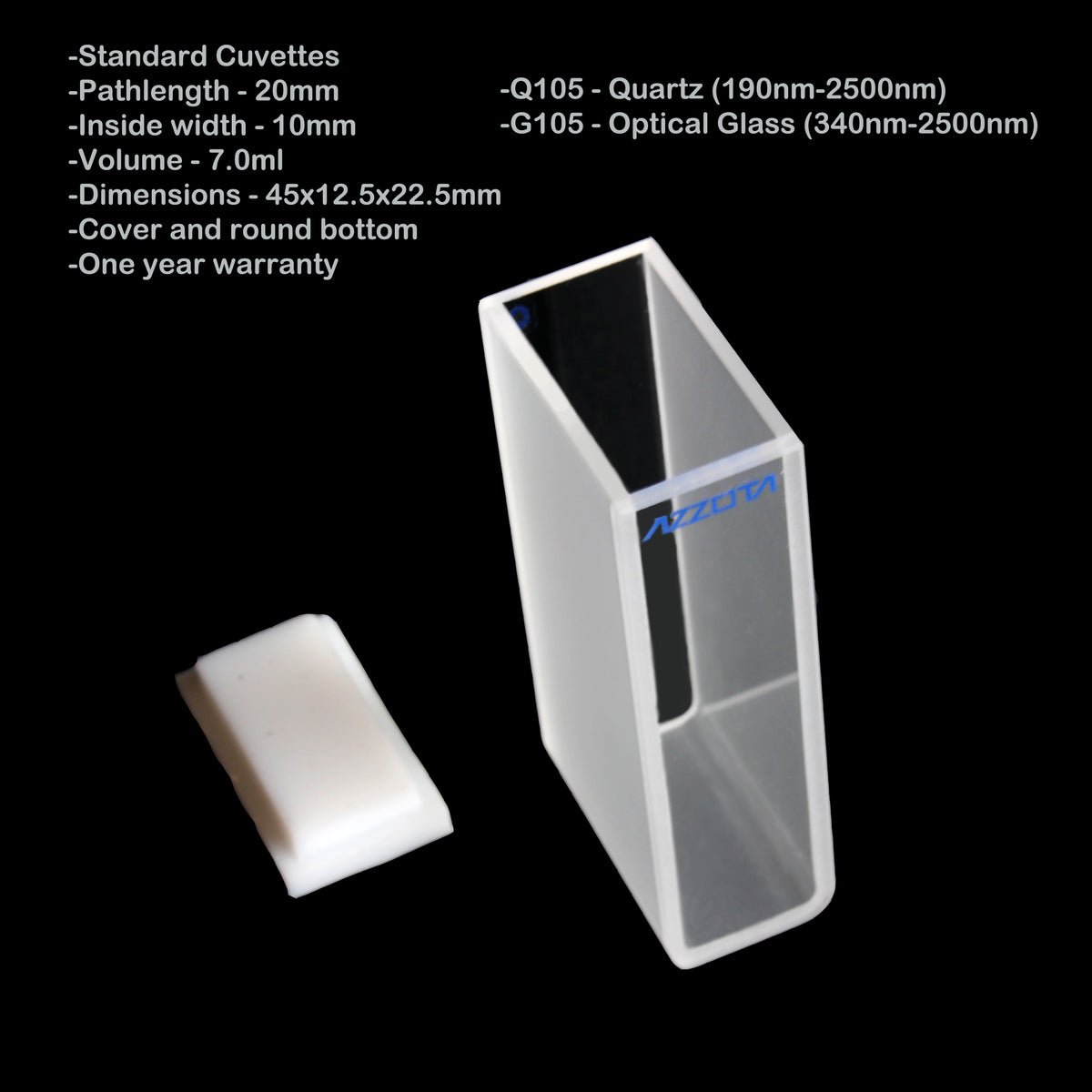 Azzota® Standard Cuvette, 7ml, 20mm Pathlength – www.labshops.com