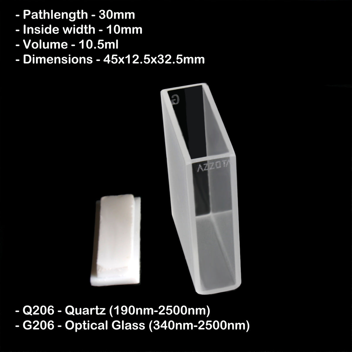 Azzota® Standard Cuvette, 10.5ml, 30mm Pathlength – www.labshops.com