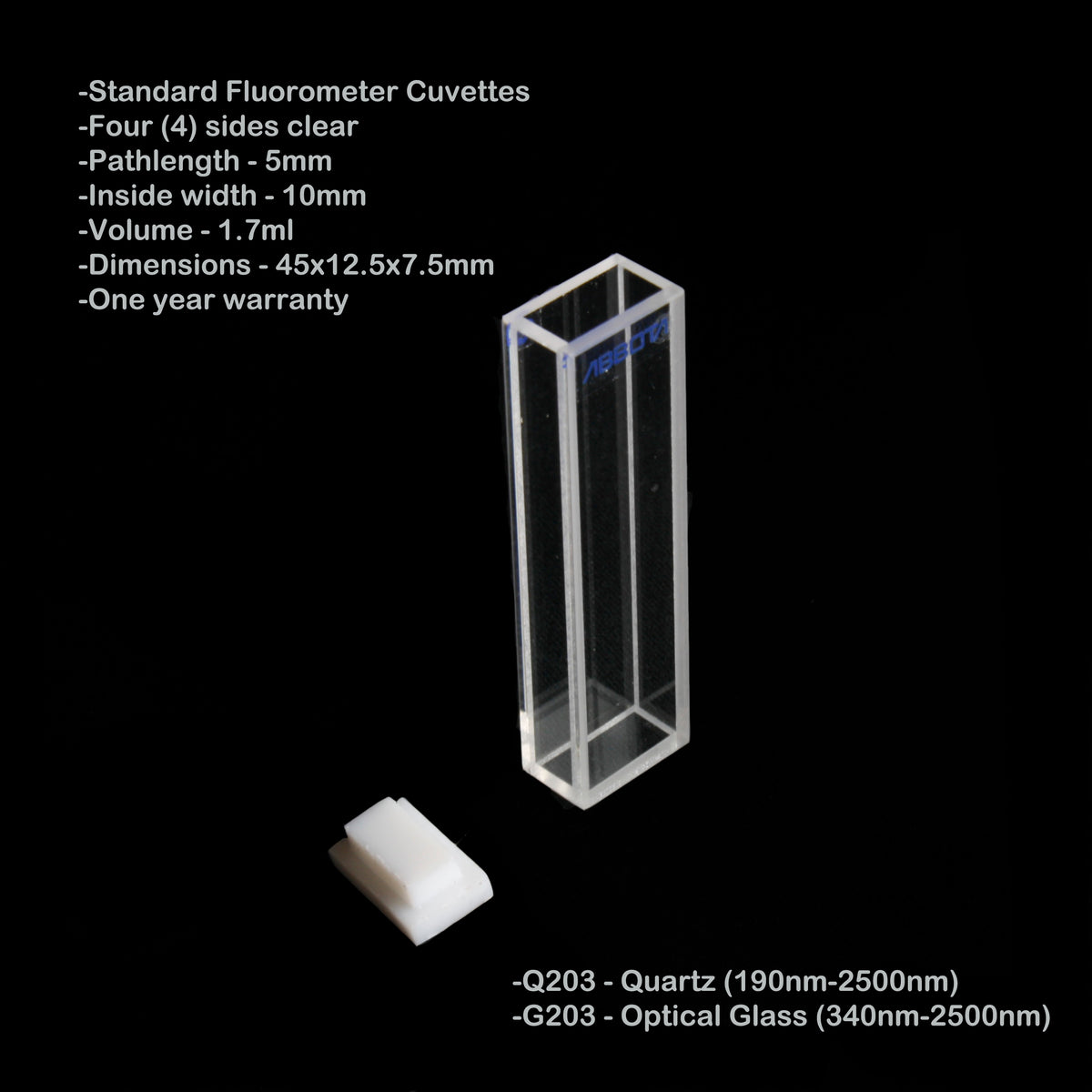Azzota® Standard Fluorometer Cuvette, 1.7ml, 5mm Pathlength – www ...
