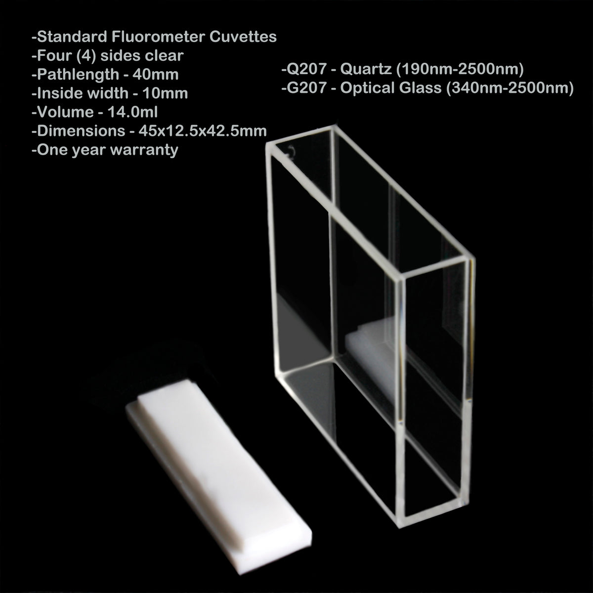 Azzota® Standard Fluorometer Cuvette, 14ml, 40mm Pathlength – www ...