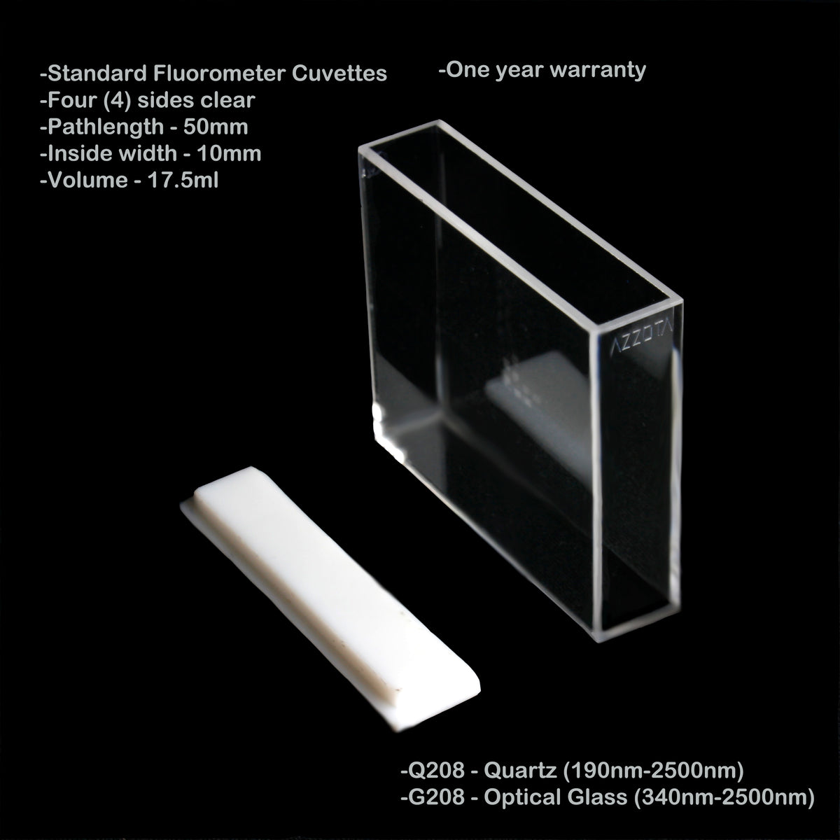 Azzota® Standard Fluorometer Cuvette, 17.5ml, 50mm Pathlength – www ...