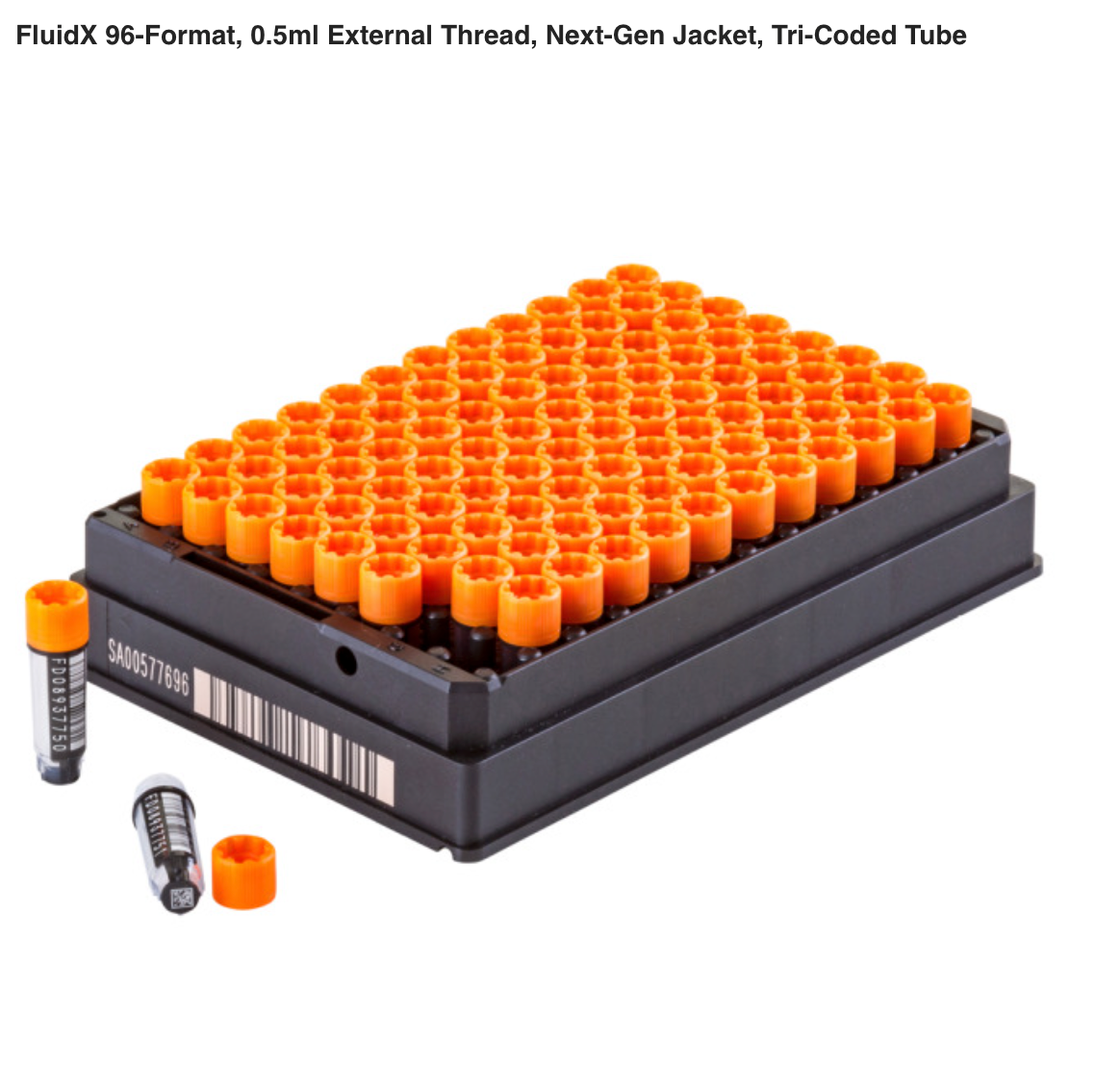 960 units FluidX 96-format Tri-Coded Tube, 0.5ml External Thread, Flui ...