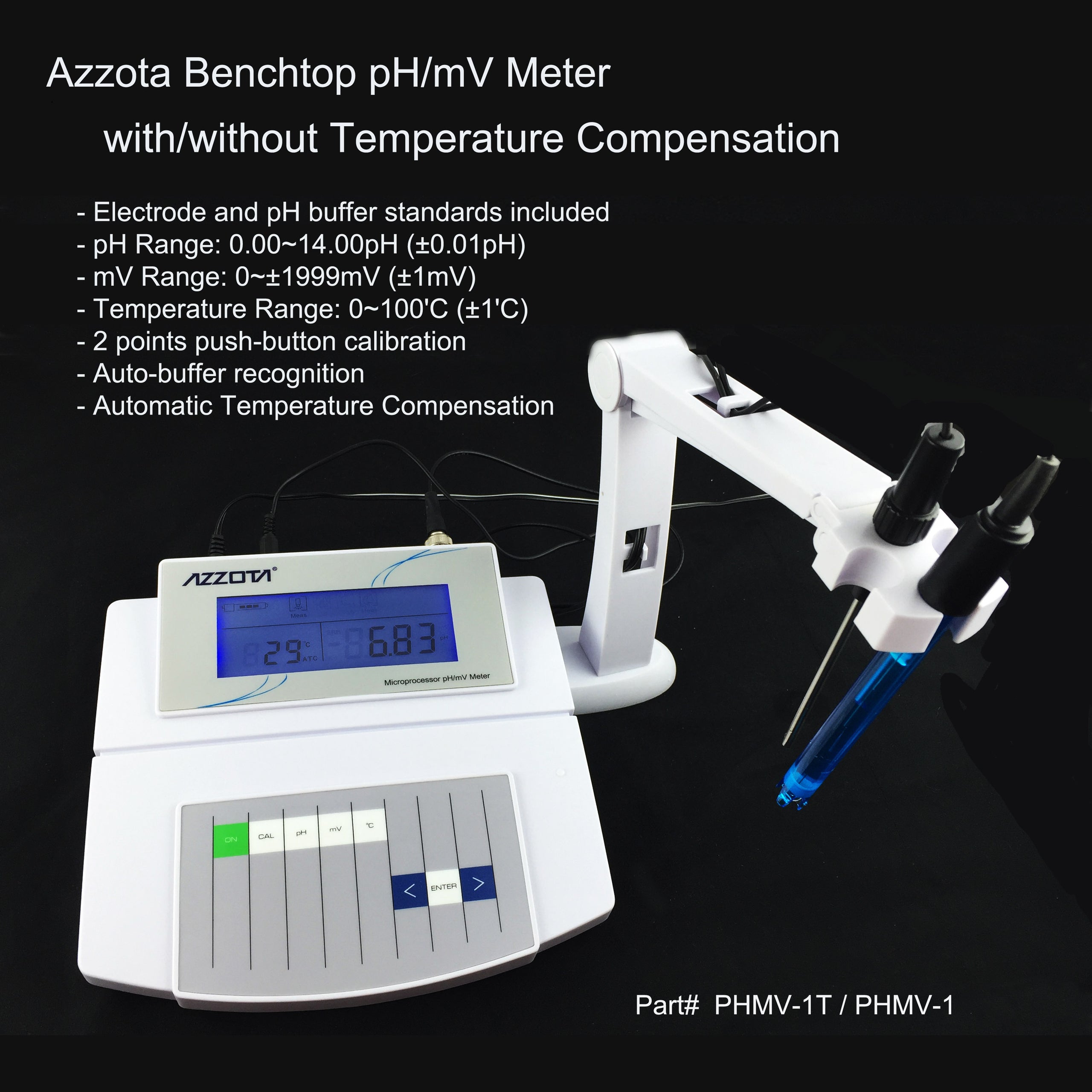 Azzota® Advanced Benchtop pH/mV Meter (Includes Temp. Probe) – www ...